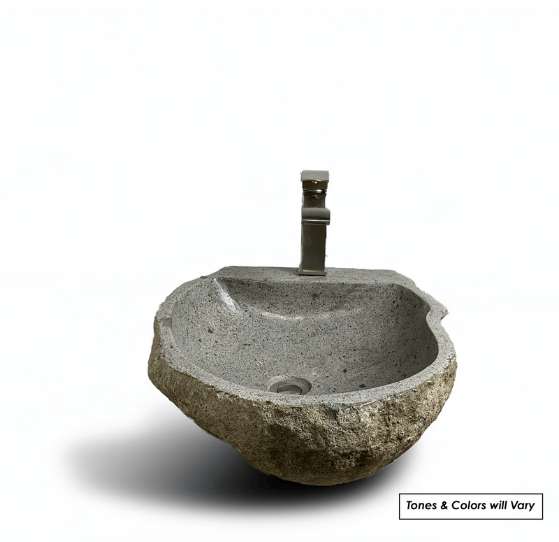 River Stone Vessel Sink | Natural Stone Bathroom Sink – Magnus Home ...