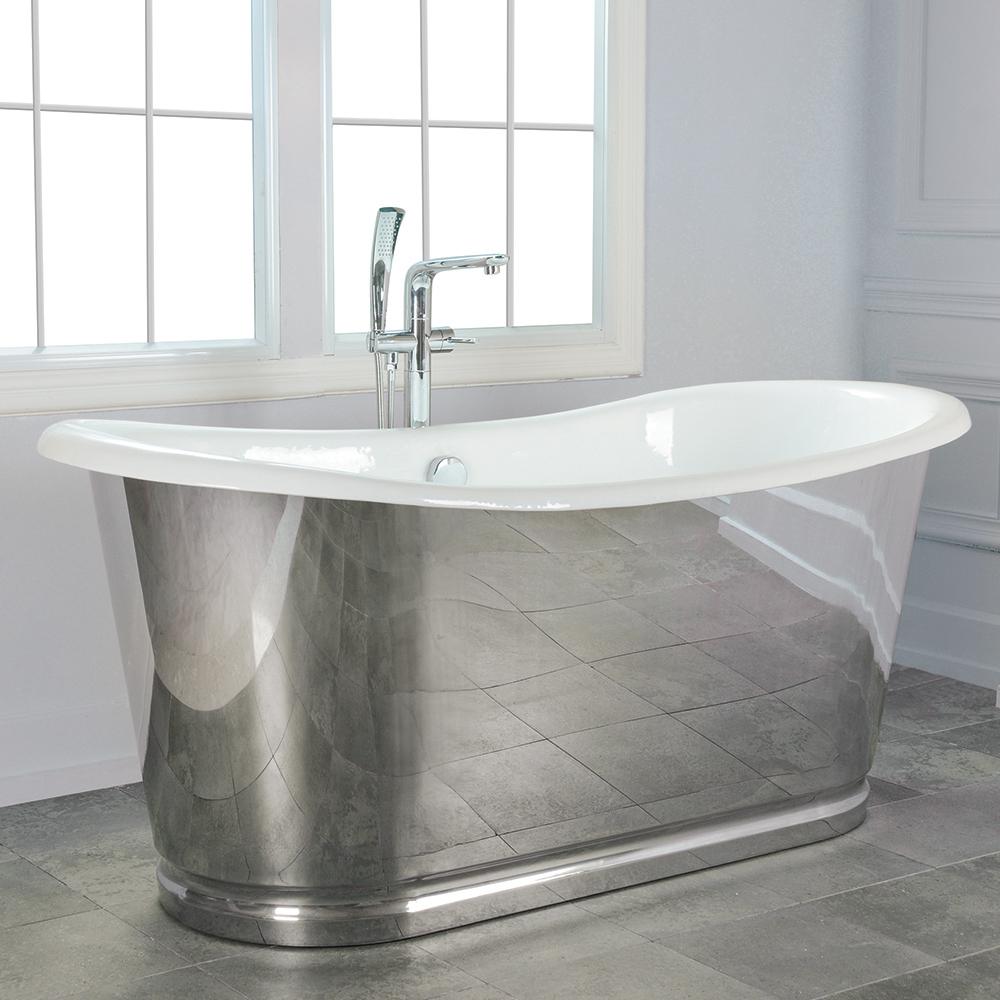 72" Florien Cast Iron Stainless Steel Skirted Bateau Tub – Magnus Home ...